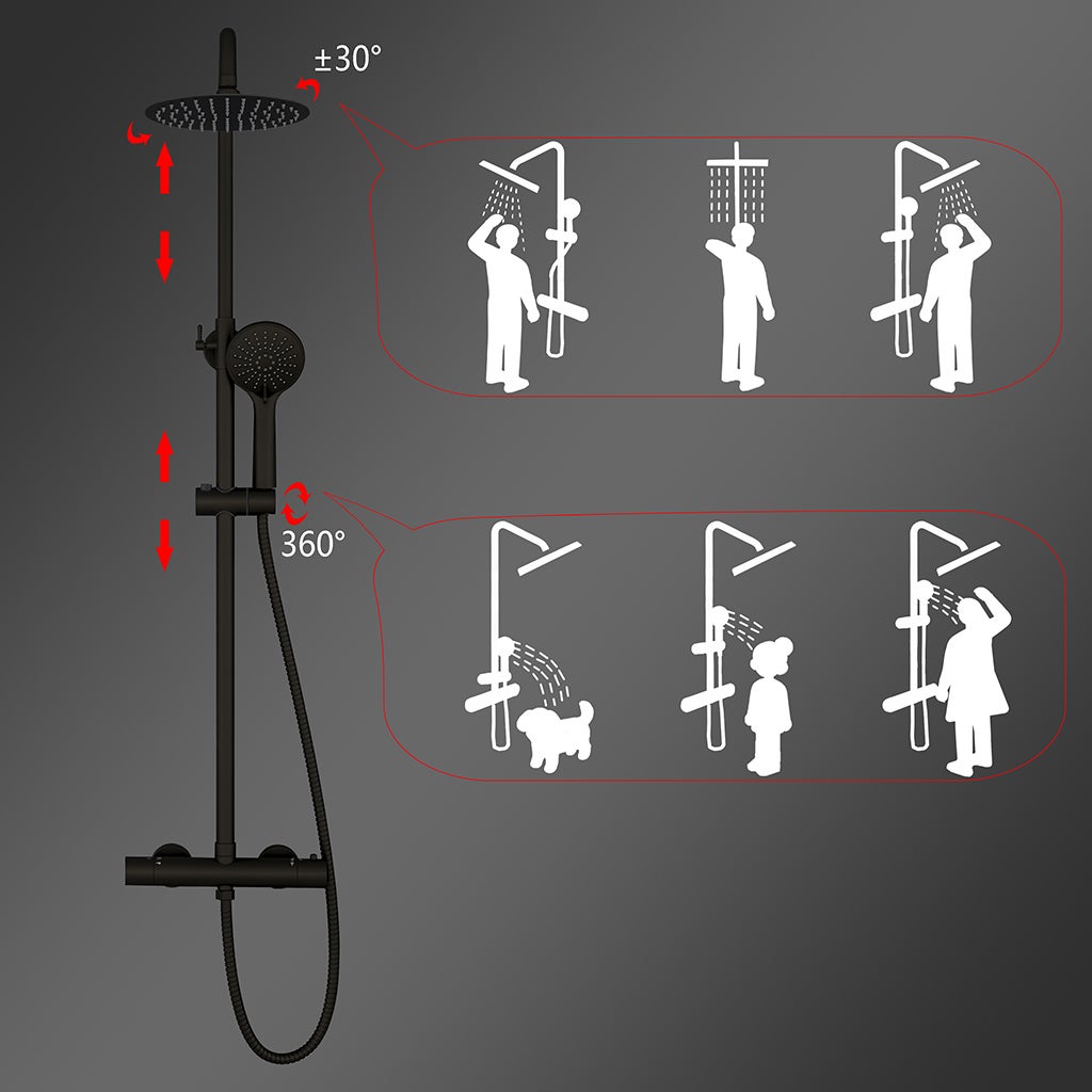 Colonne doccia nera, walkin soffione doccia rotondo da 20cm acciaio ...