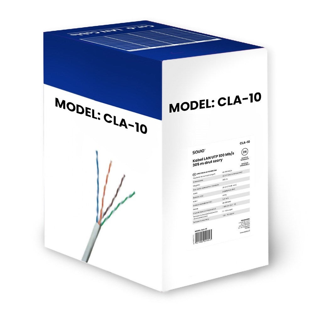 Cable LAN SAVIO CLA-10 UTP 100 Mb/s 305 m cable gris | Leroy Merlin