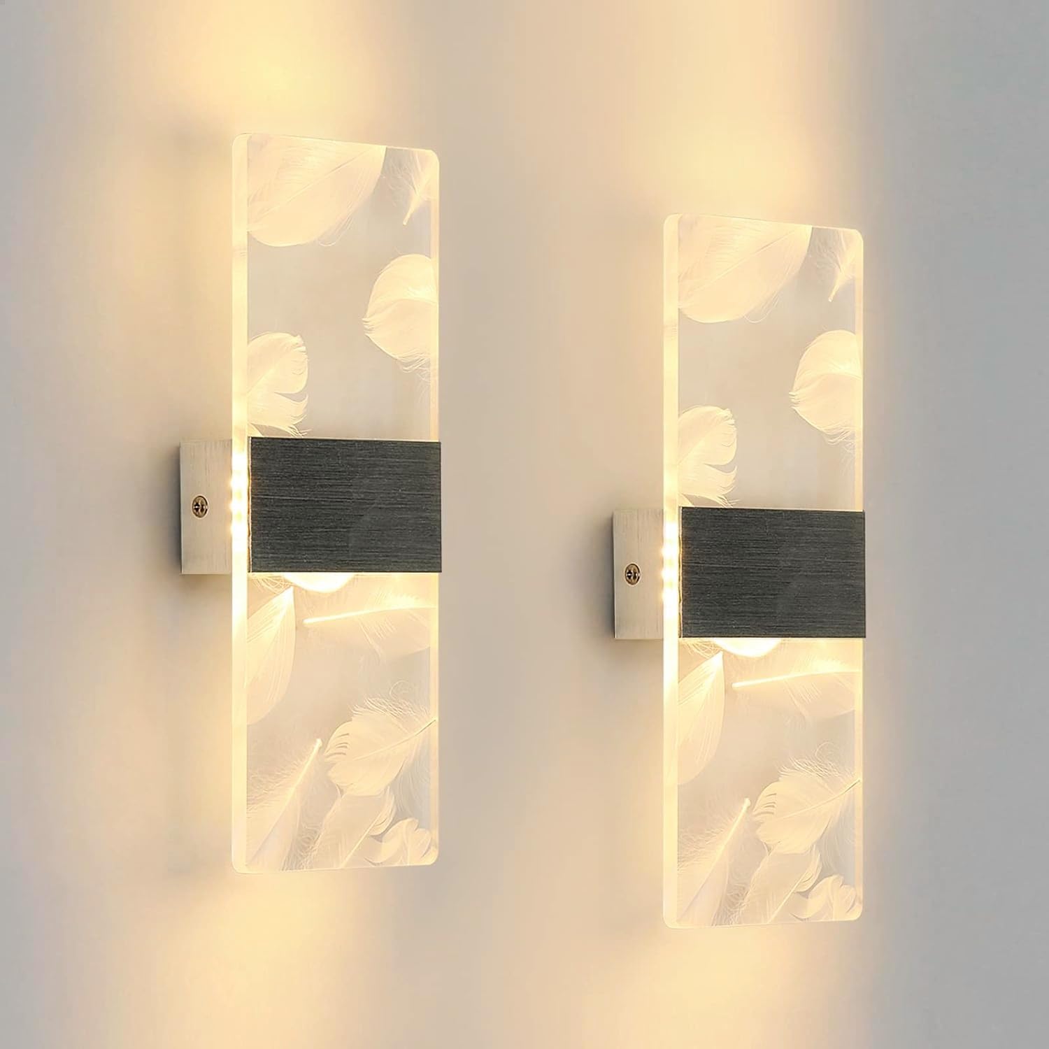 COMELY 2 lámparas LED de pared para interior de 12W,luz blanca cálida ...