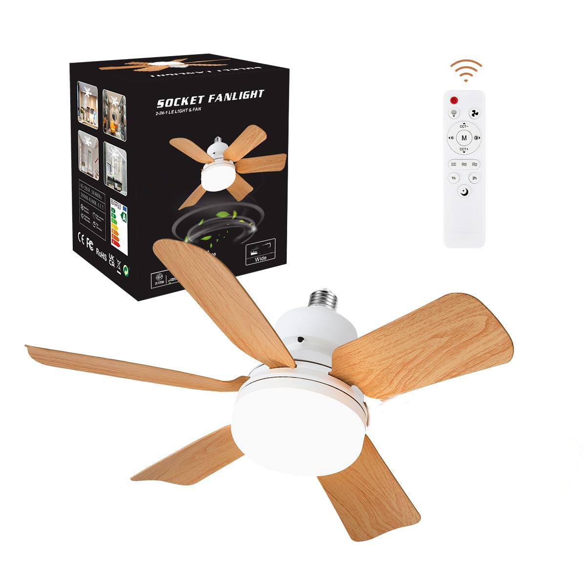 Ventilateur de plafond 30 W avec source lumineuse et télécommande ...