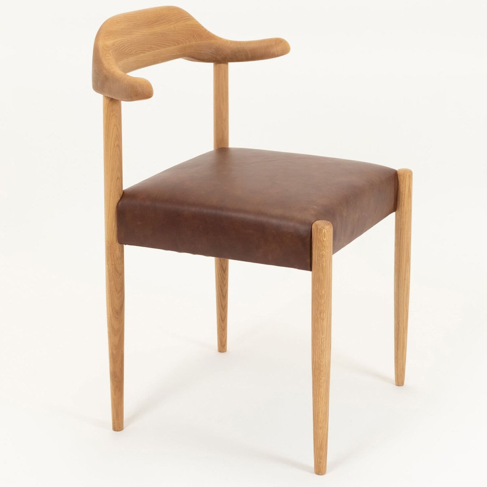Chaise élégante bois et cuir marron au design confortable 60 x 50 x 75 ...