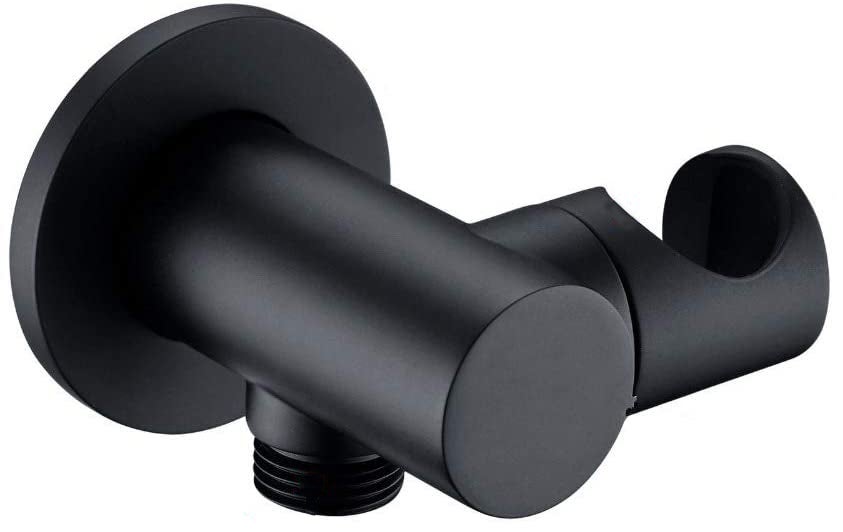 Support douchette murale orientable ronde PVD Noir Mat Brossé | Bricoman