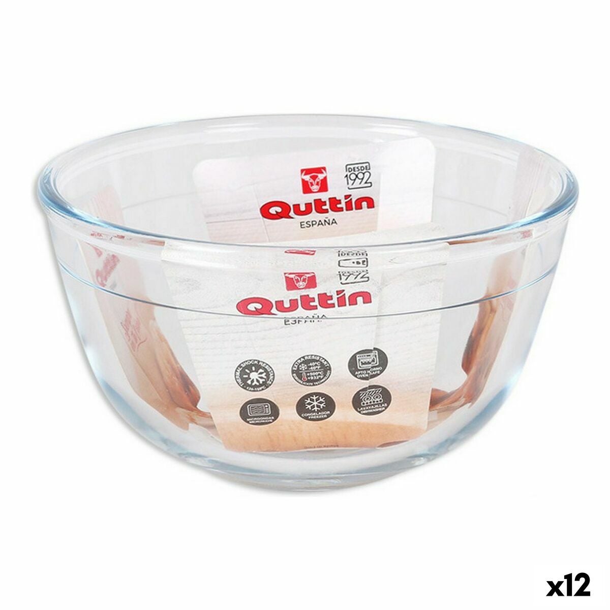 Bol para Mezclar Quttin Vidrio 820 ml ø 14,6 x 8,1 cm (12 Unidades ...