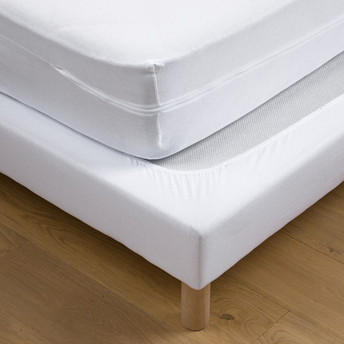 Housse intégrale matelas jersey - Blanc - 140 x 190 cm | Leroy Merlin