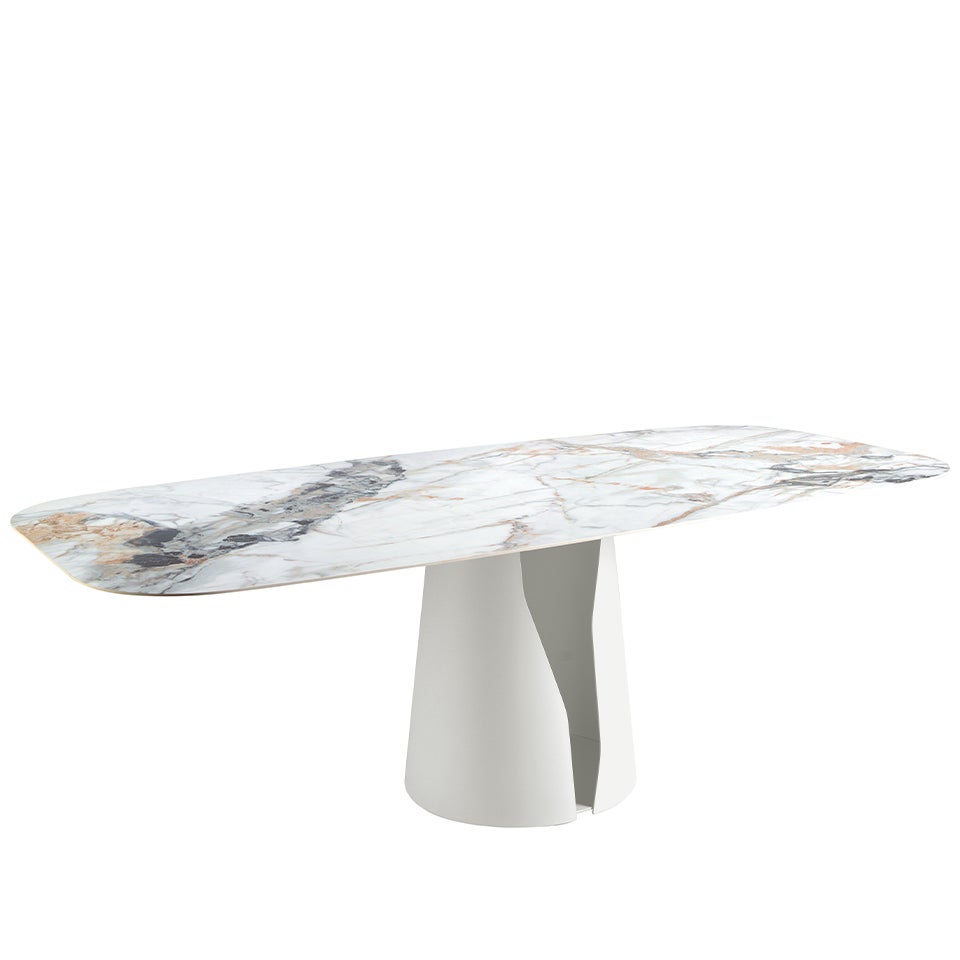 Table à manger baril ovale marbre porcelaine Ø238 x 110 x 76 | Leroy Merlin