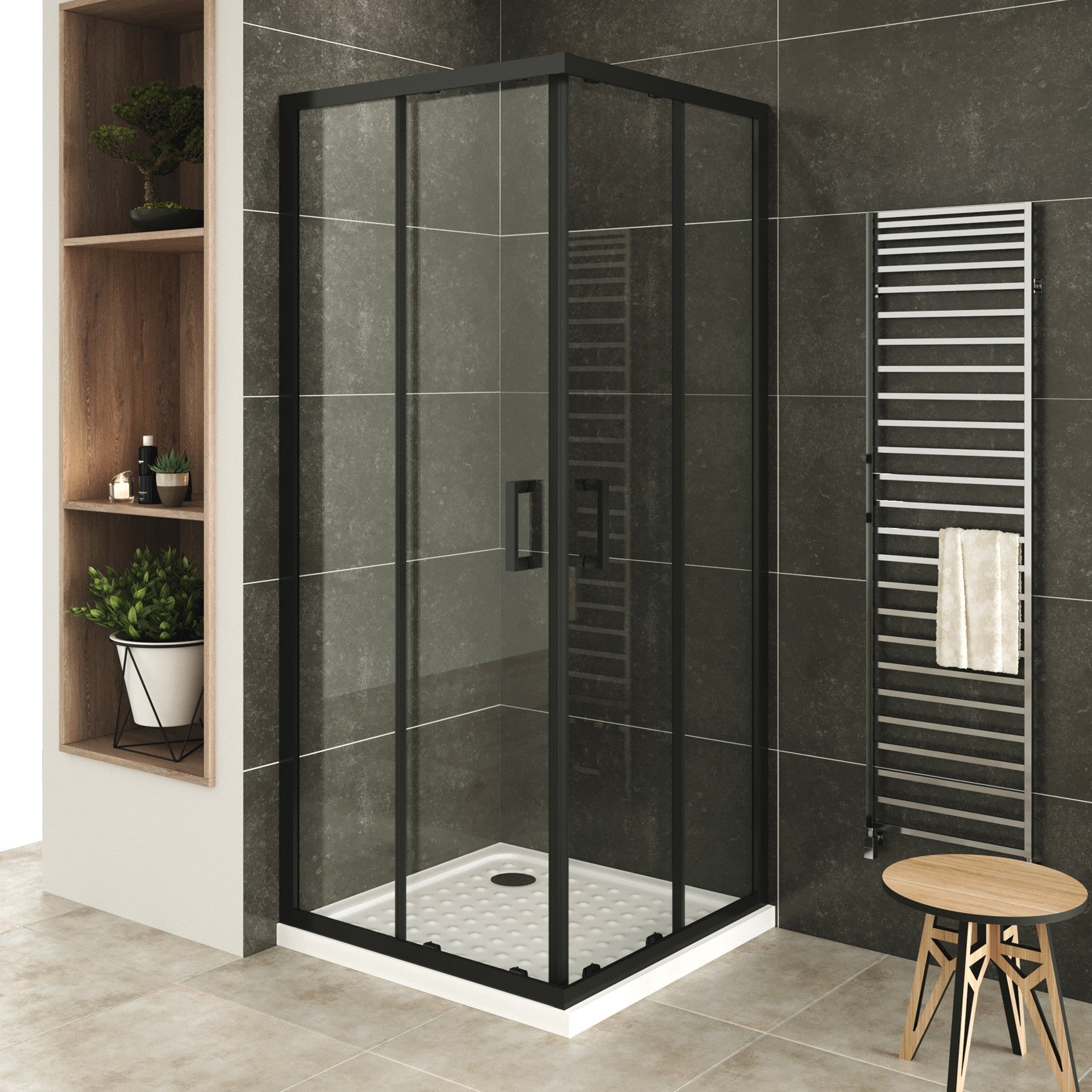 LANABLACK+ Porte de douche d'angle H 185 cm transparent 80 x 100 cm ...