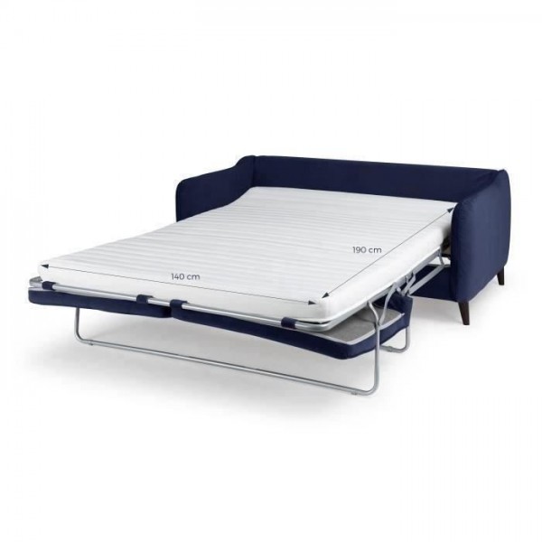 HEXAGONE Canapé convertible couchage express - 3 places - Velours bleu ...