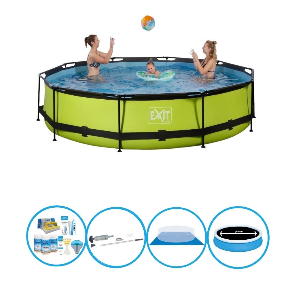 EXIT Piscine Lime - Frame Pool ø360x76cm - Plus accessoires inclus ...