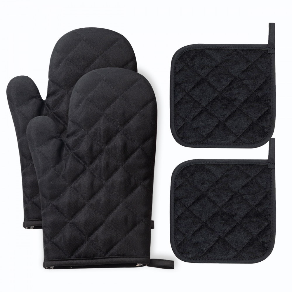 Ensemble de 4 gants de cuisine et maniques, coton extra épais ...