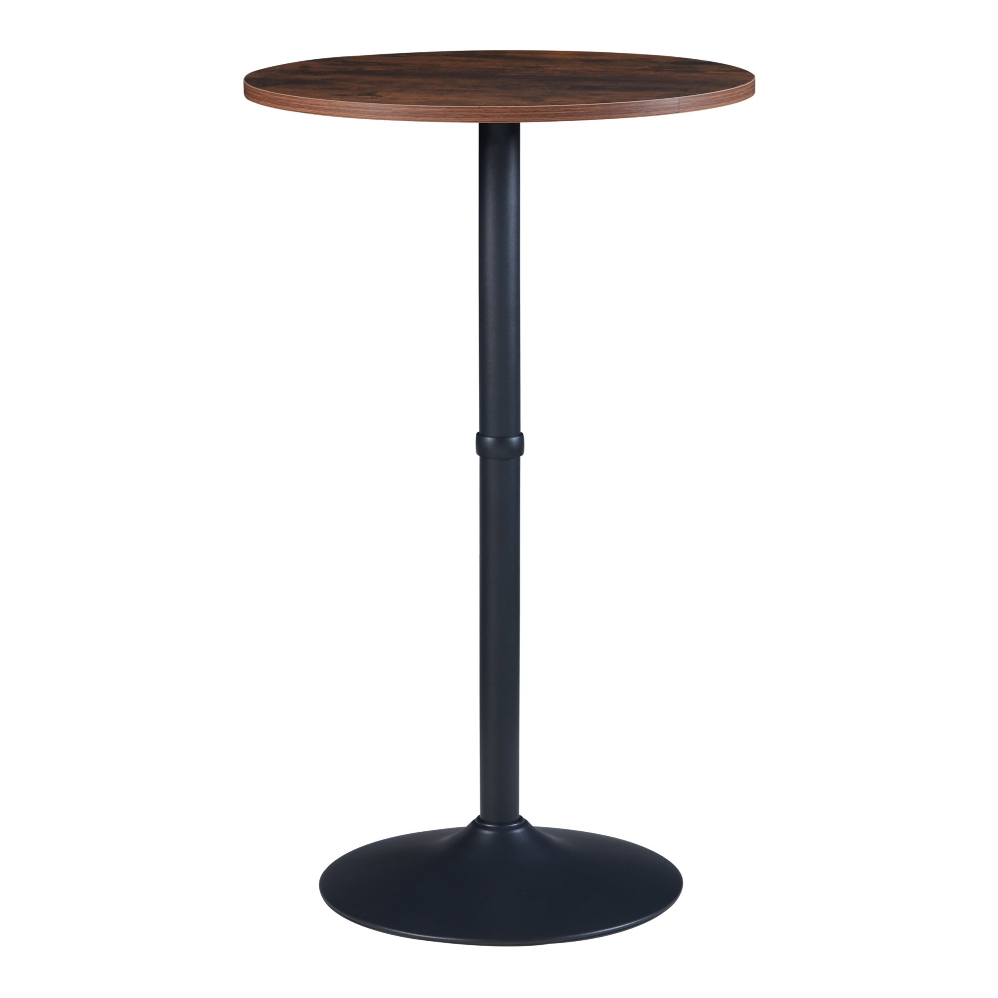 Table haute ronde Vantaa acier MDF 100 x 60 cm noir effet noyer [en ...