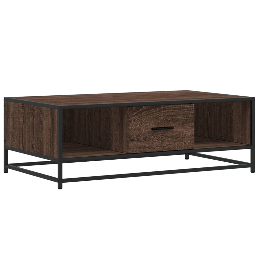 Table basse avec tiroir et compartiment ouvert design industriel 100 x ...