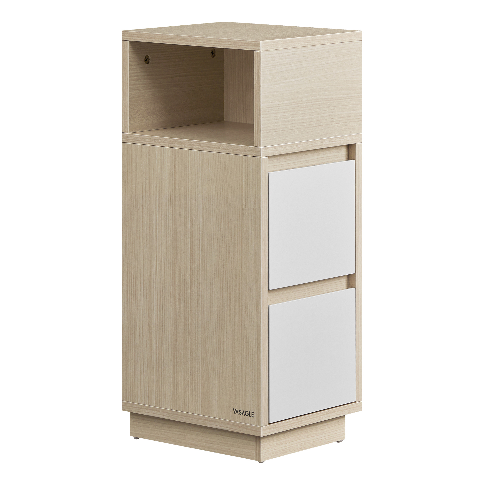 Table de Chevet Étroite, Table d’Appoint avec 2 Tiroirs et Compartiment ...