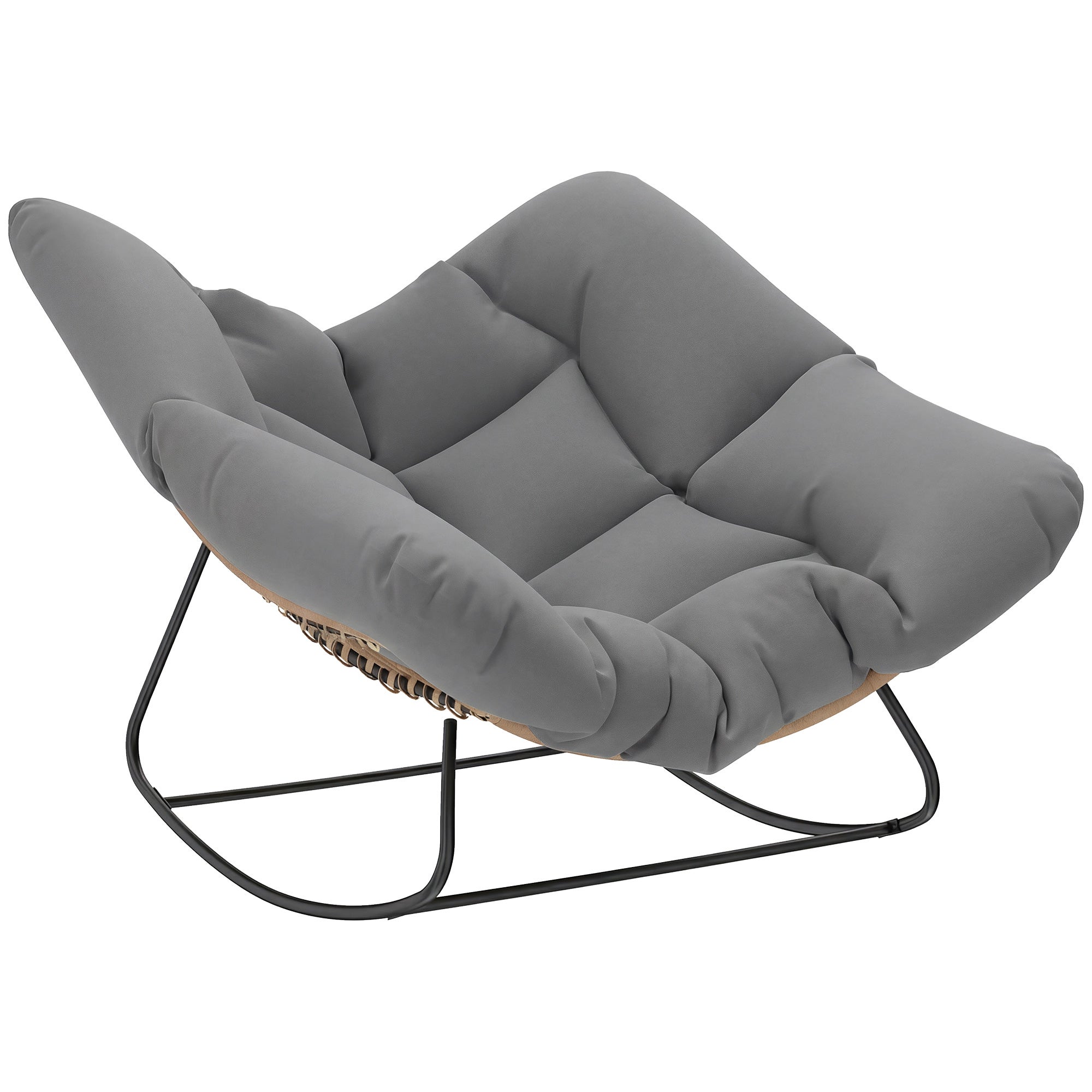 Fauteuil à Bascule Papasan Intérieur Extérieur, Chaise Ovale à Bascule ...