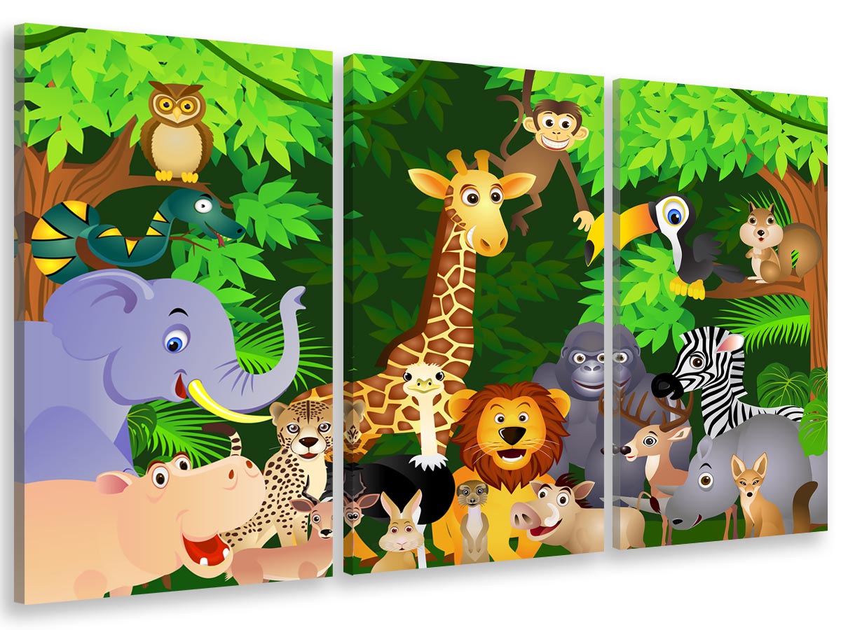 Tableau triptyque enfant portrait de famille jungle - 90x60 cm | Leroy ...