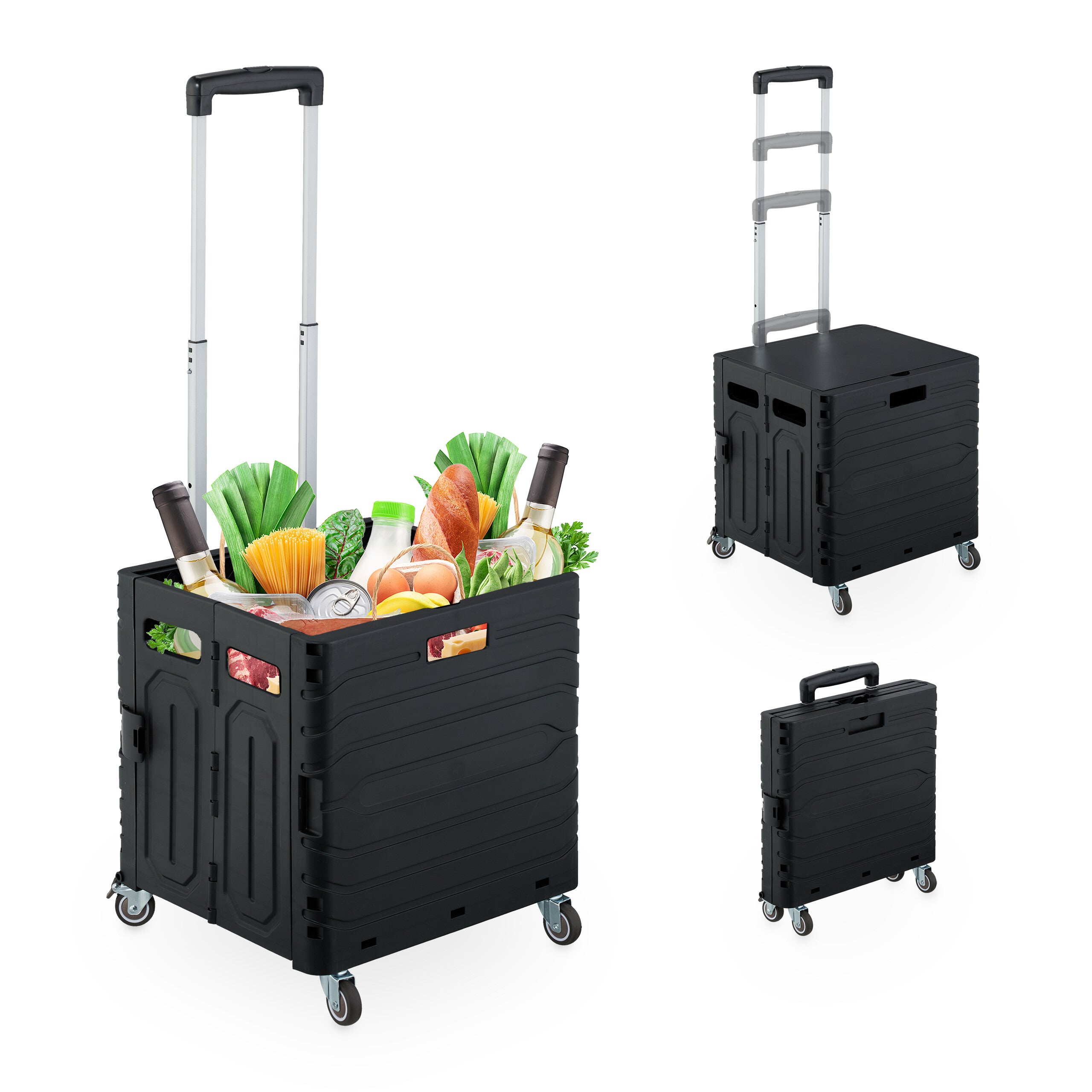 Relaxdays Carro de la Compra, Plegable, Carrito de Transporte con ...