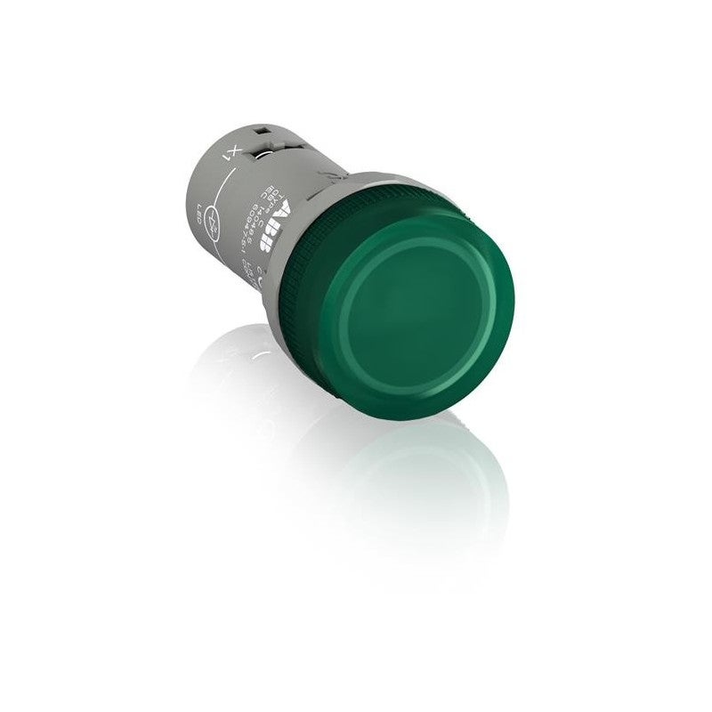 Voyant lumineux à bouton-poussoir avec LED verte intégrée, 230 V c.a ...