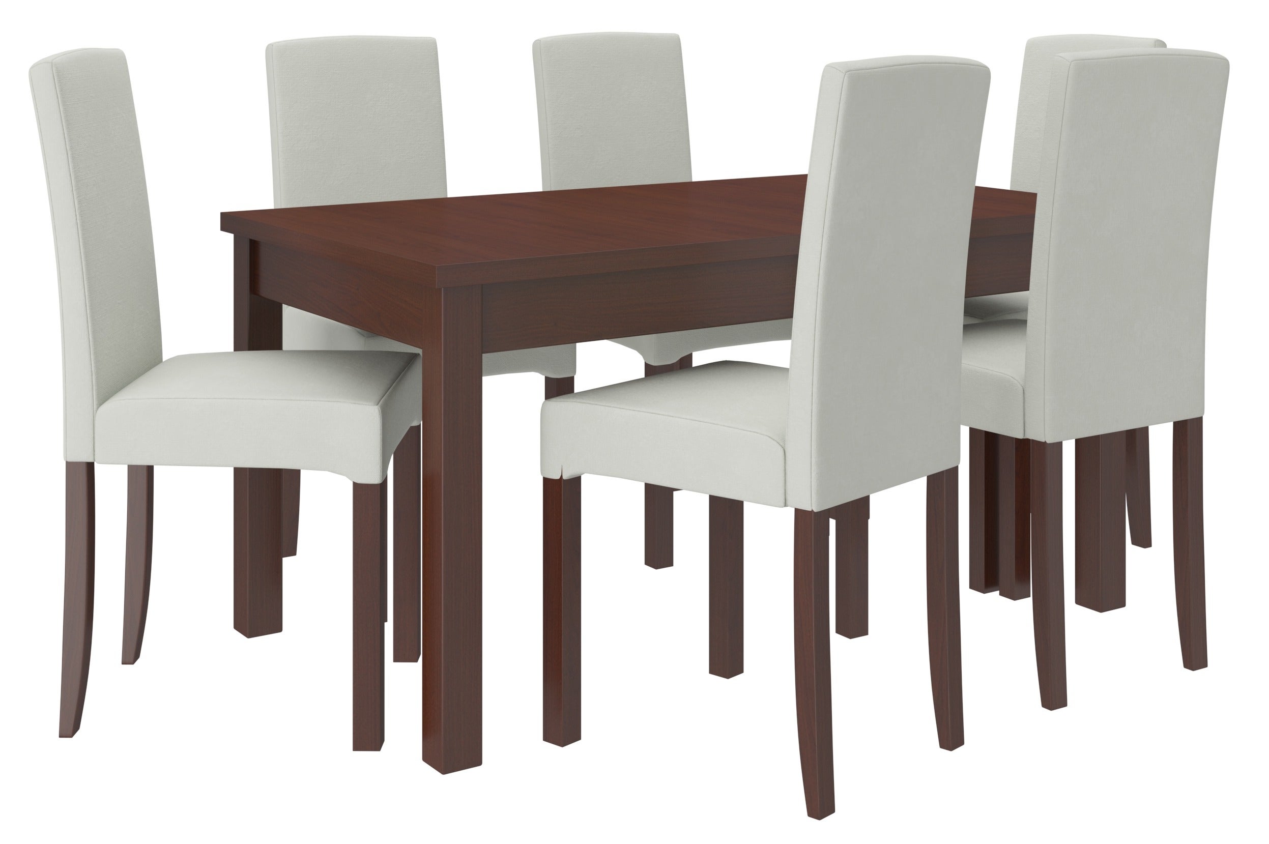 Ensemble table extensible 140-180cm et 6 chaises en bois Noyer foncé et ...