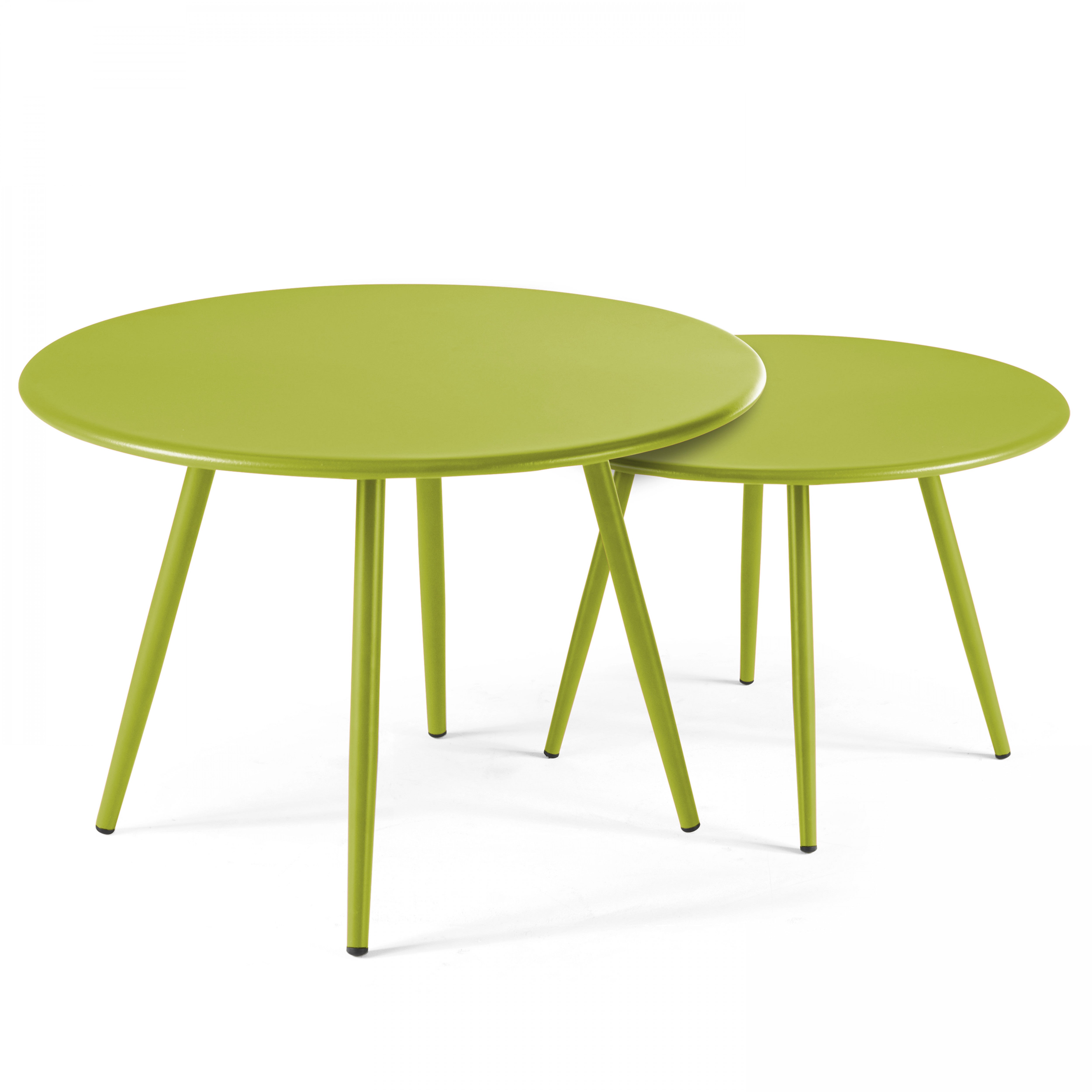 Lot de 2 tables basses ronde en acier vert , Palavas - Oviala | Leroy ...