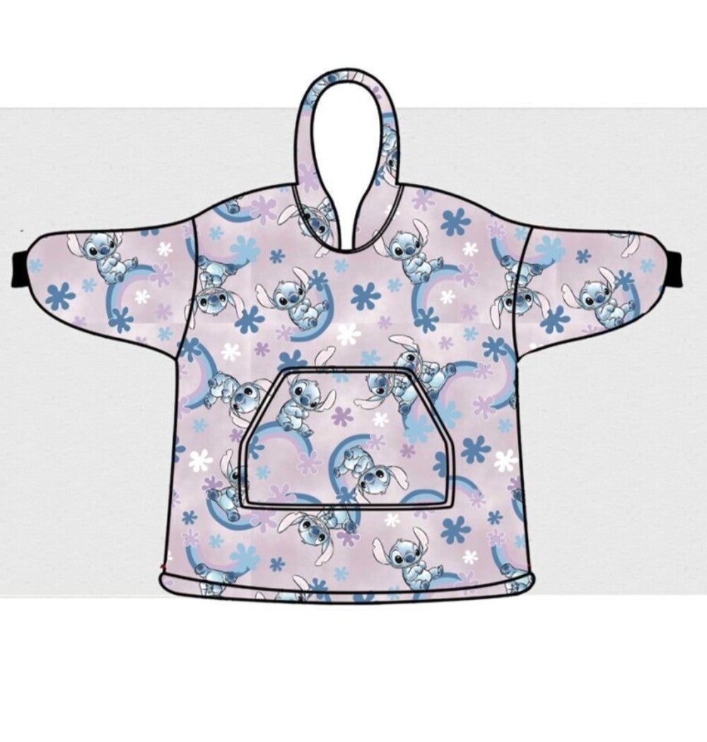 Plaid Polaire Enfant Lilo et Stitch à Manches et Capuche Taille Unique ...