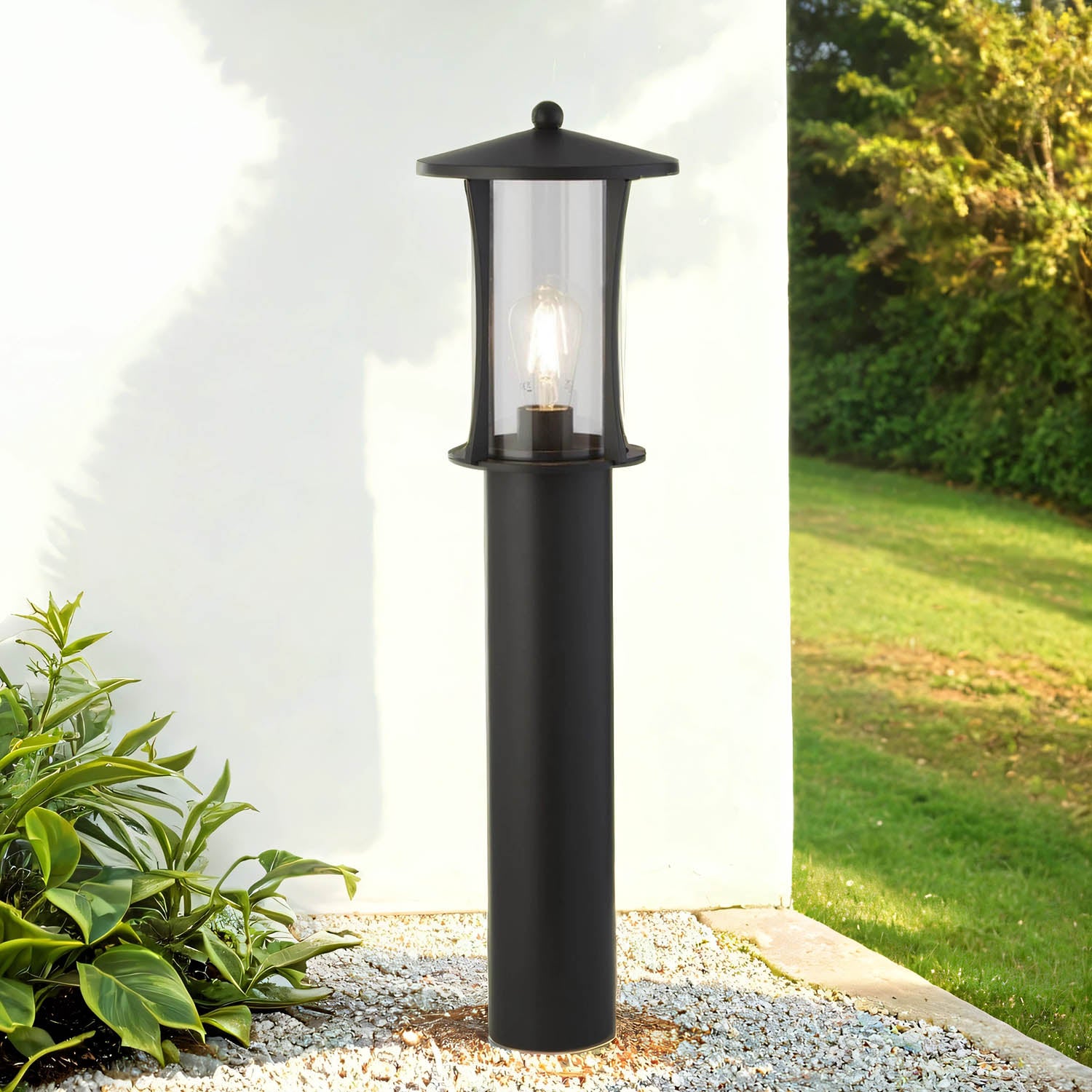Lampe extérieure lampe de chemin noir IP44 E27 73 cm verre aluminium ...