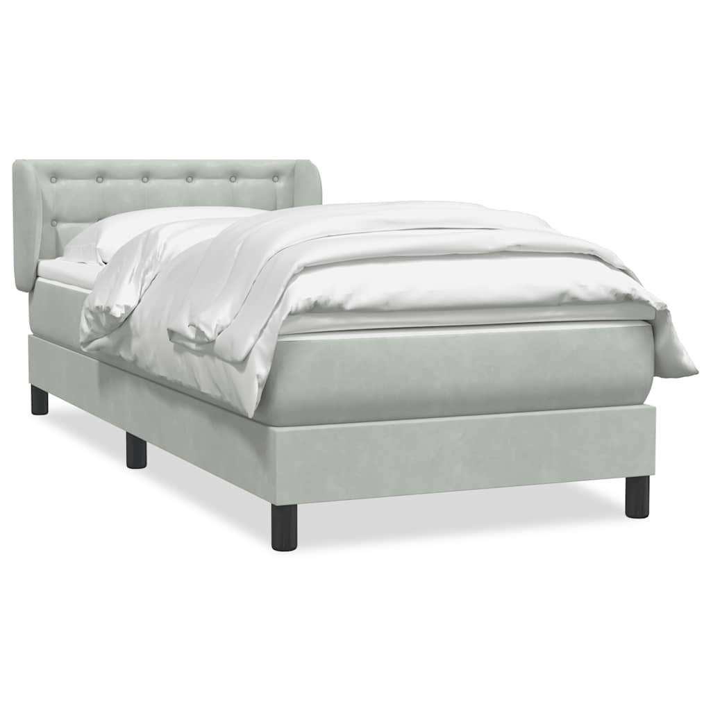 Cama box spring con colchón terciopelo gris claro 80x210 cm — COMFORTXL ...