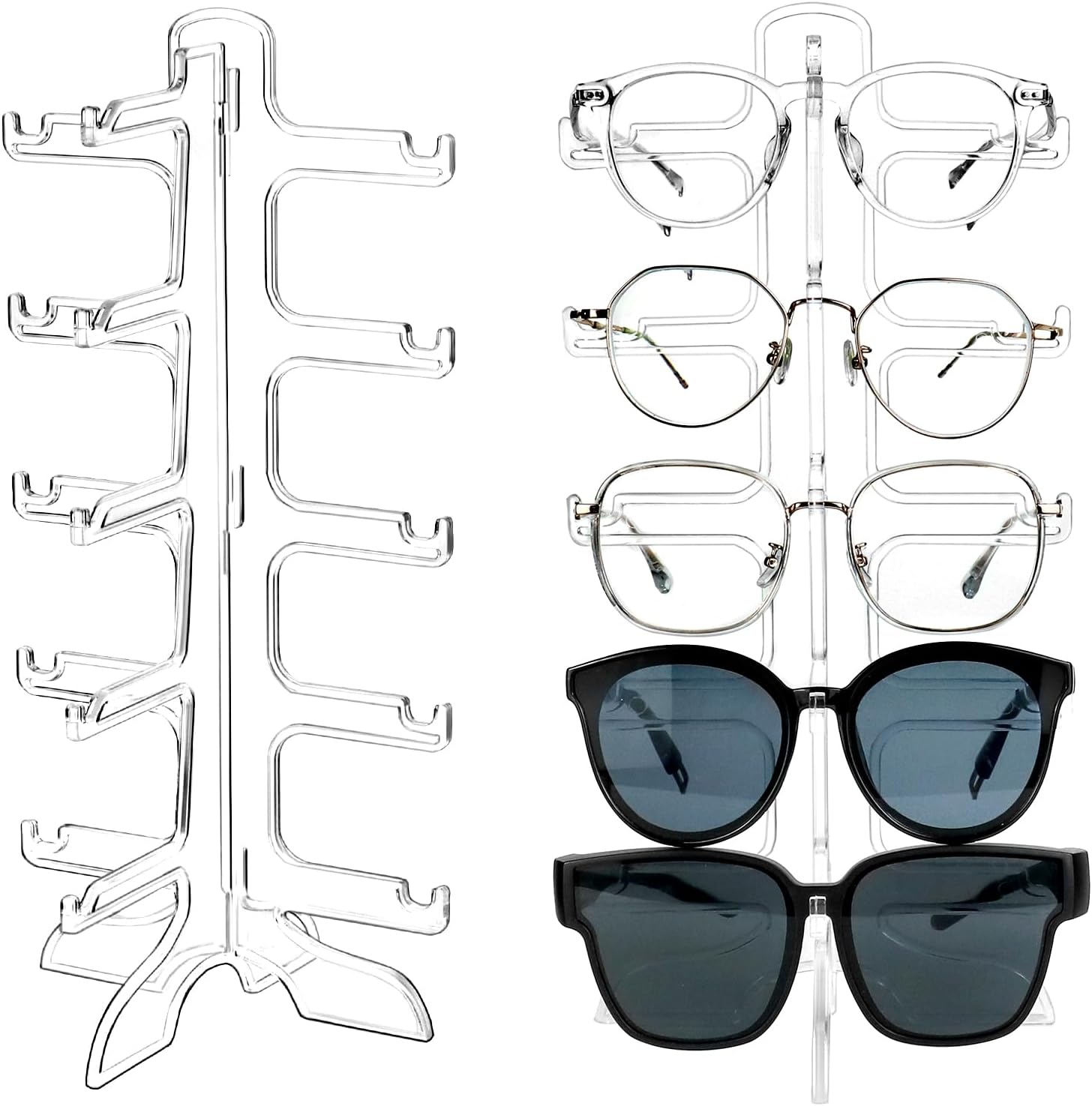 Lot de 2 Supports de Lunettes Transparents, Rngement Lunettes pour 5 ...