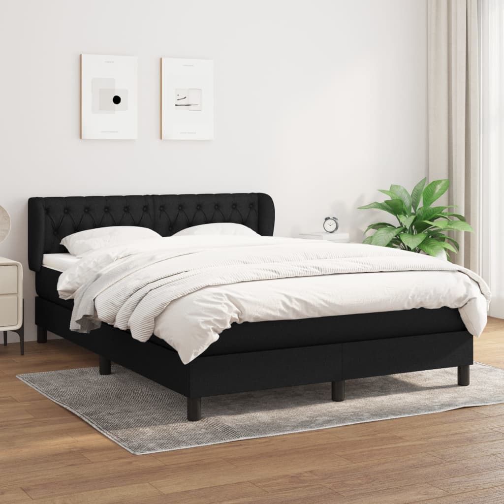 Cama con somier y colchón Negro 140x200 cm Tela | Leroy Merlin