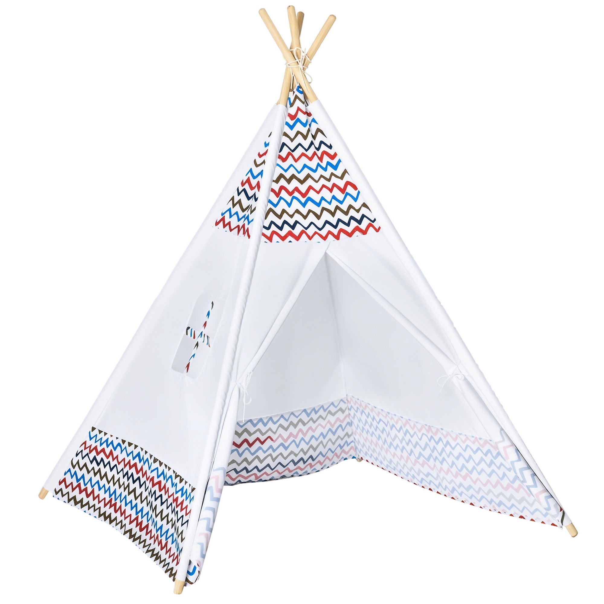 Tienda Tipi Infantil Madera 120x120x155cm Blanca con Ventana Interior ...