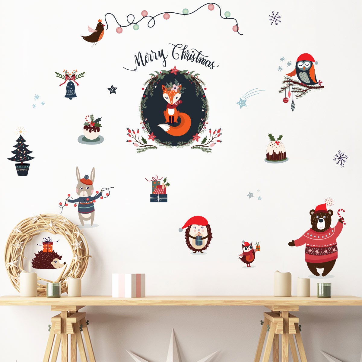 Stickers Noël animaux de la forêt Merry Christmas - Autocollants ...