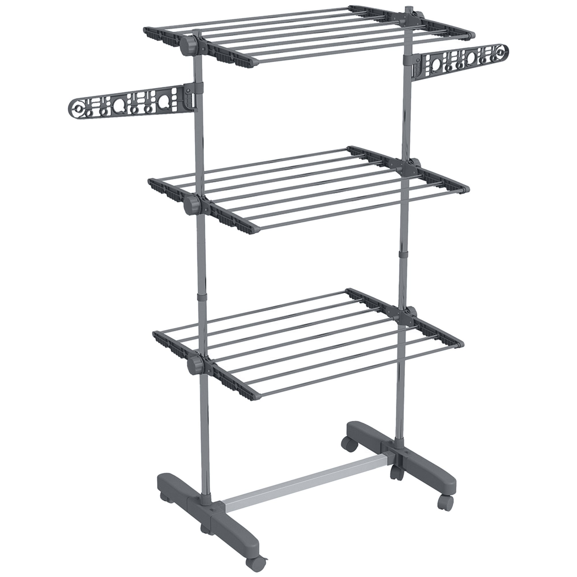 Tour de séchage à roulettes, 3 niveaux, séchoir sur pied pliable avec ...