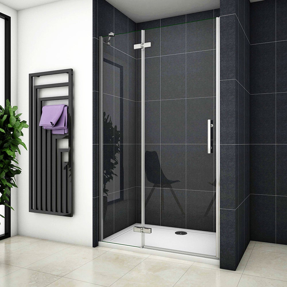 Porte de douche pivotante verre trempé clair EP.6mm - 80x195cm - Chromé ...