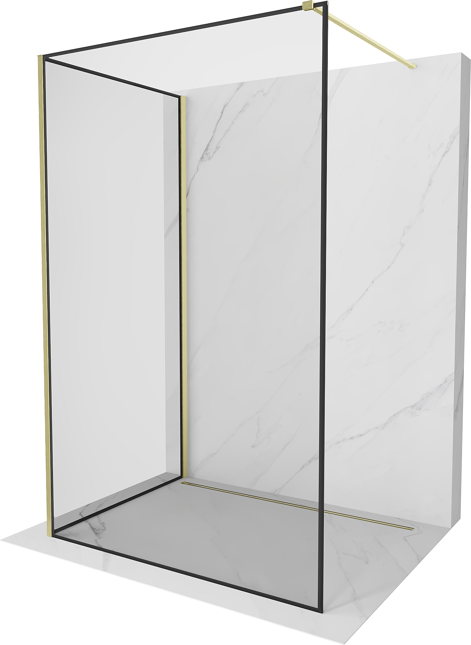 Mexen Kioto paroi de douche Walk-in 120 x 70 cm, motif noir, finition ...