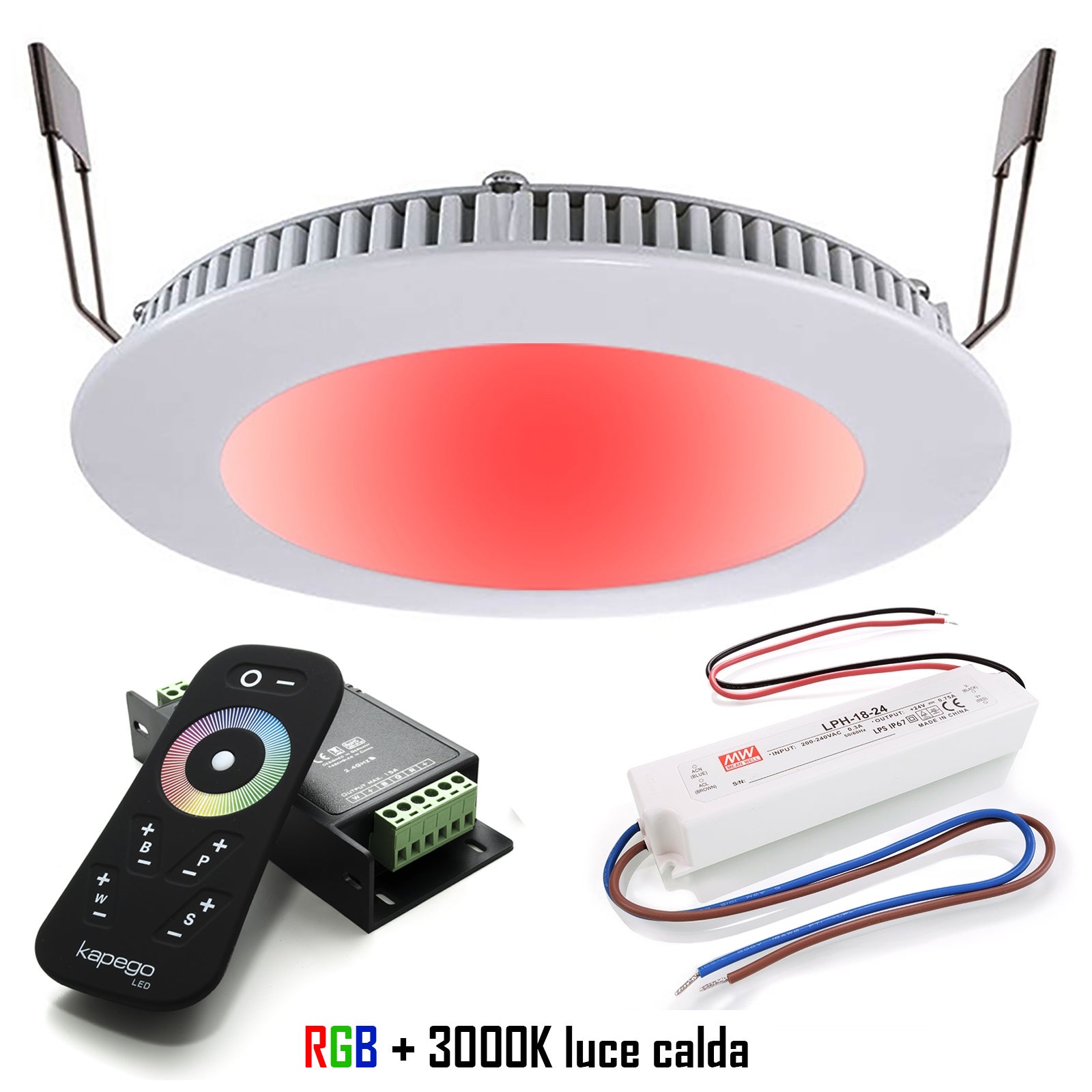 KIt spot encastré mince de chromothérapie à LED 8W 24V RGBW 3000K avec ...