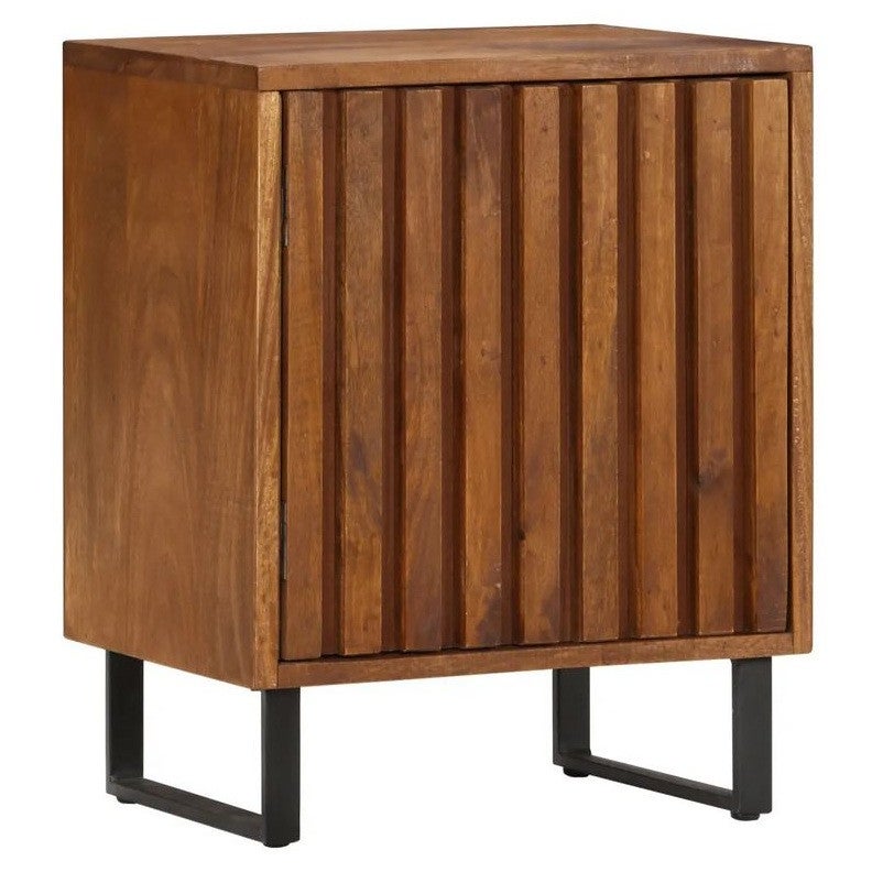 Table de chevet 1 porte manguier massif foncé et métal Oulik | Leroy Merlin