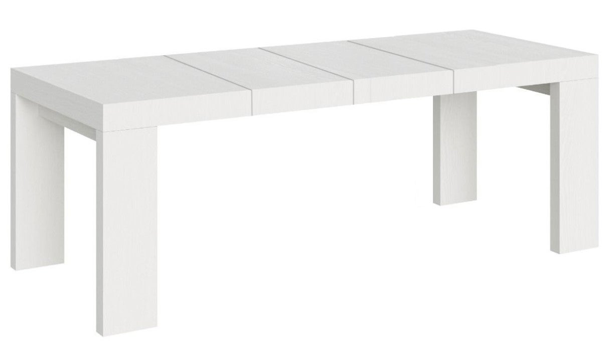 Mesa de comedor extensible de madera Ribo-Color Blanco-Soporte 4 pies ...