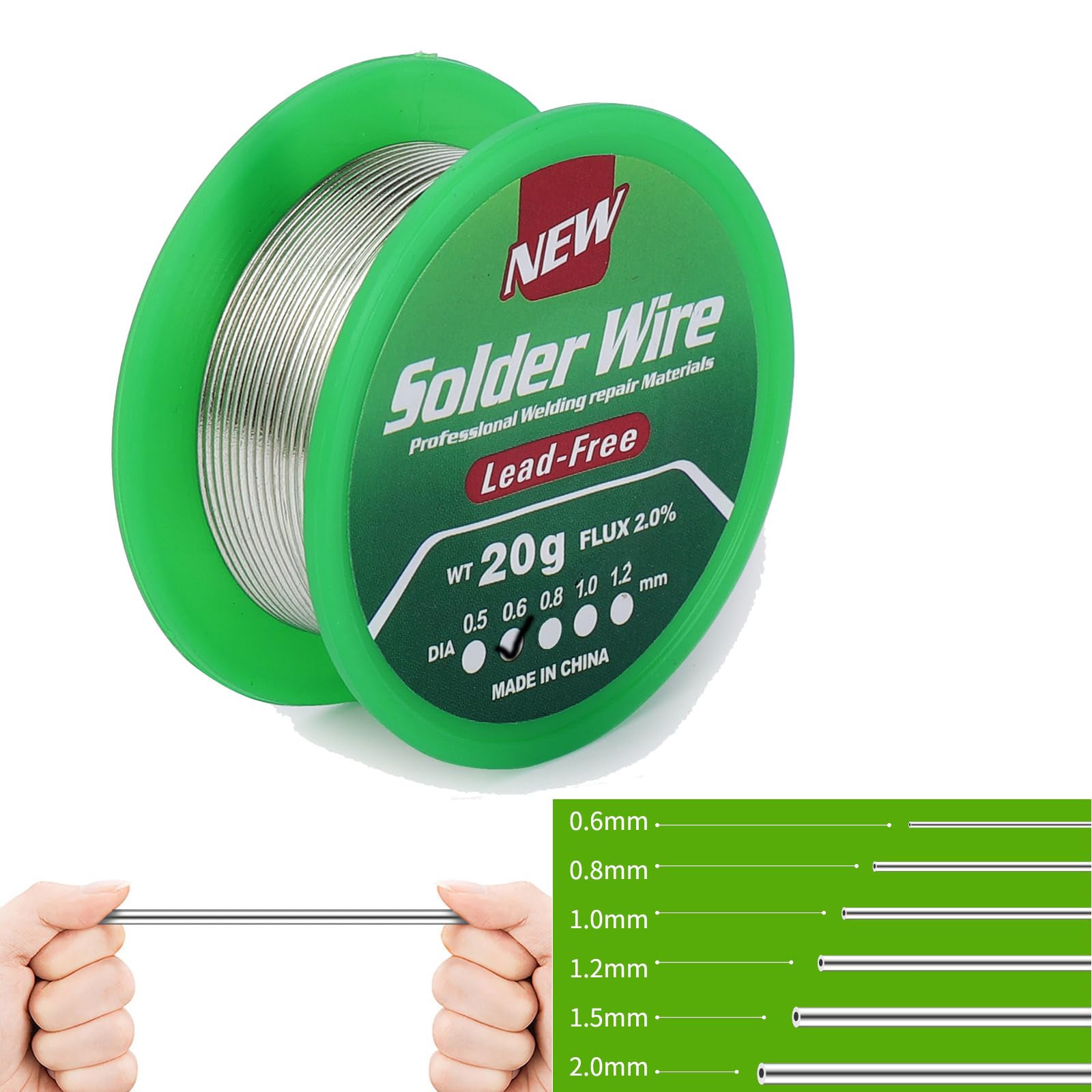 1 rouleau de fil à souder sans plomb de 0,6 mm (20 g) avec flux de ...