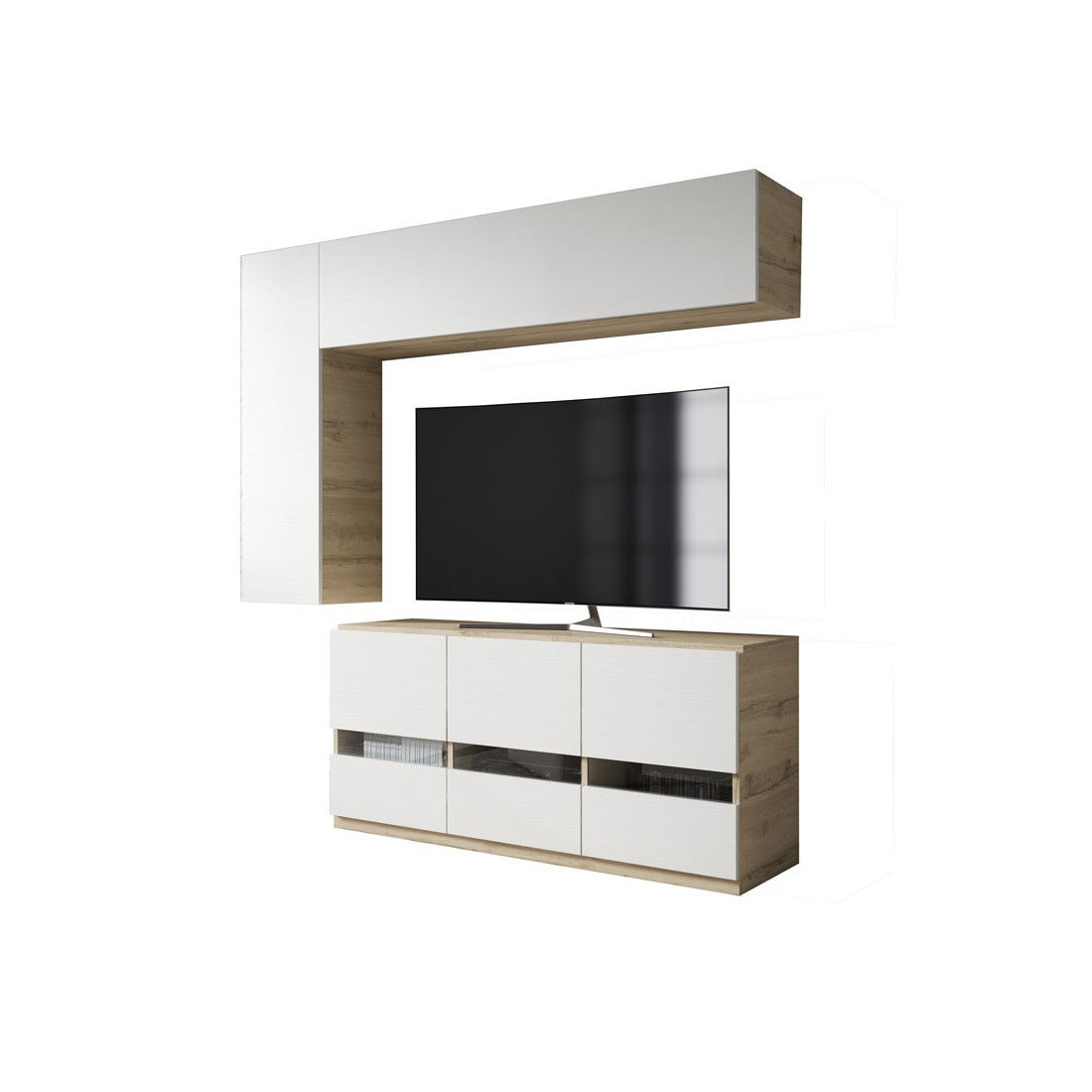 Composition TV Bois blanc/Chêne blond - CAMELIA | Leroy Merlin