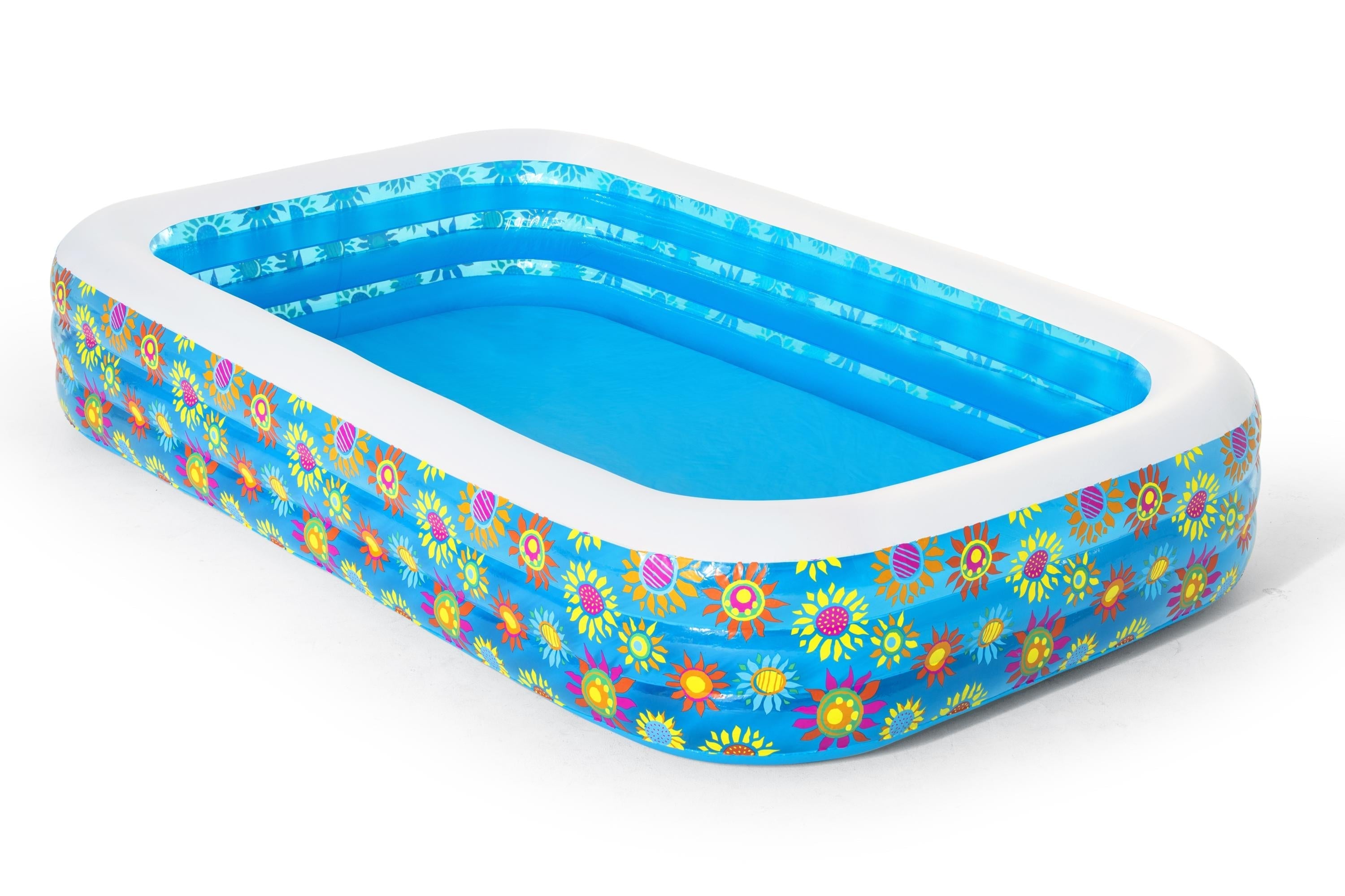 Piscine gonflable familiale rectangulaire avec décoration florale ...
