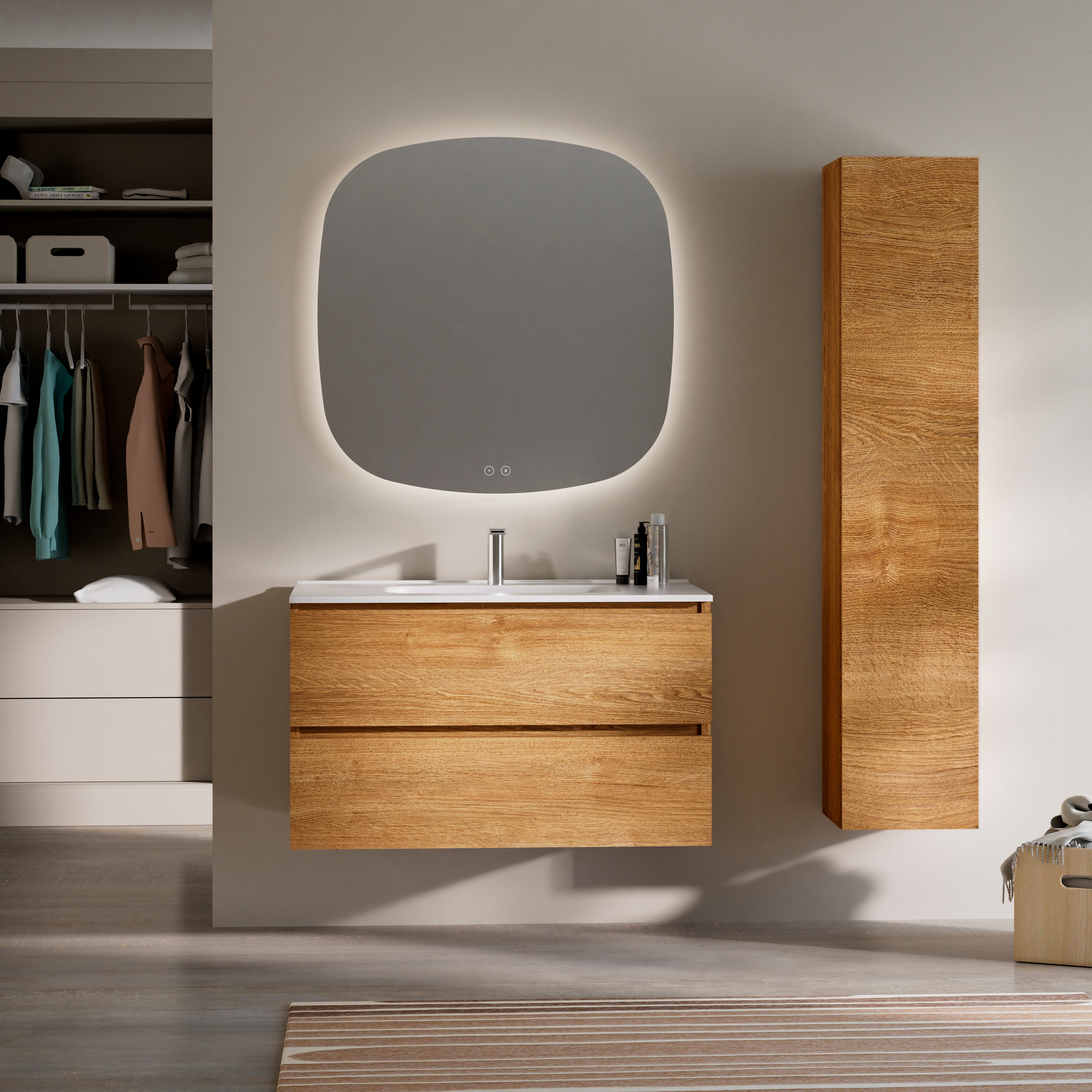 Feel Your Bath, Mueble de Baño Color Madera 60cm con Encimera Cerámica ...