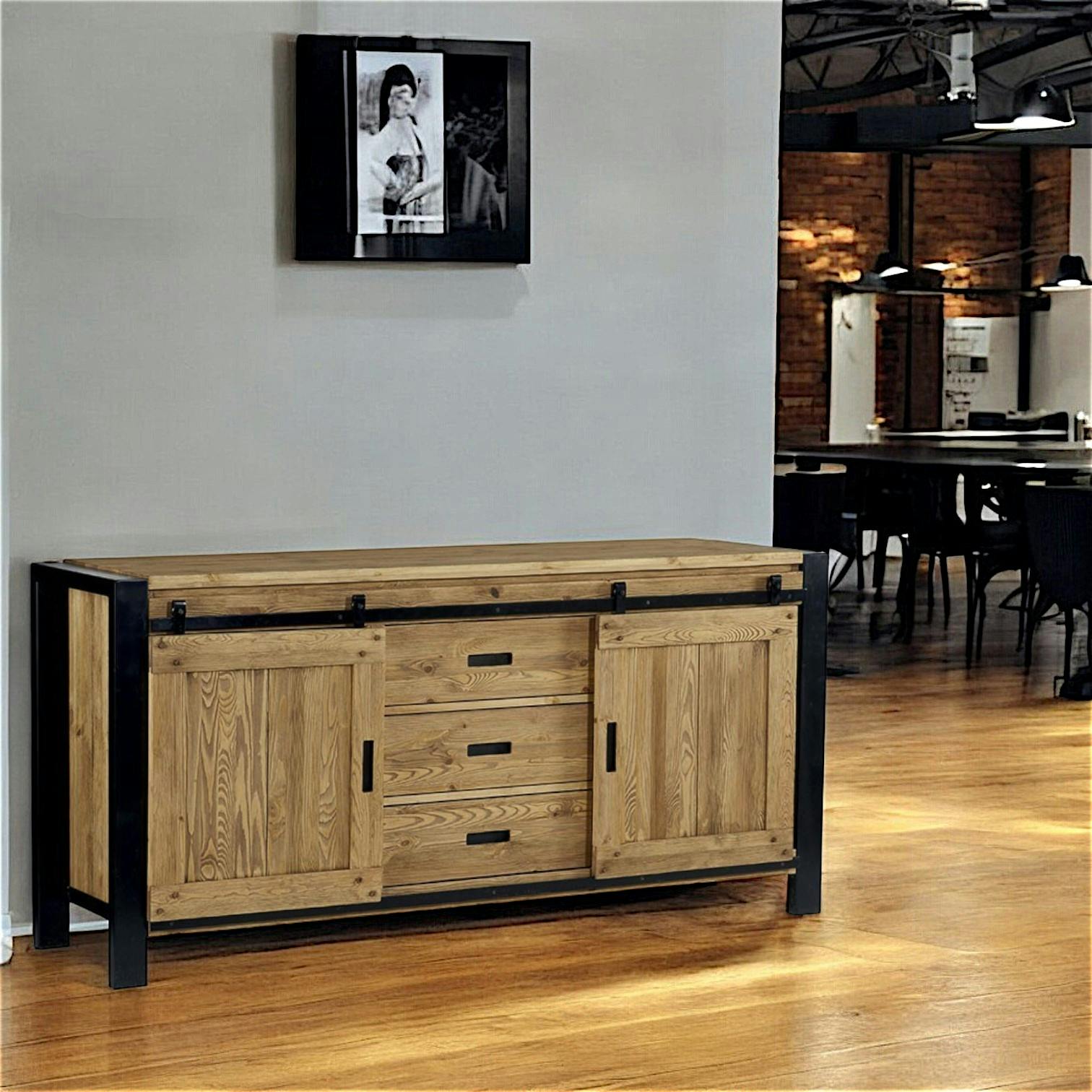 Buffet en pin massif 2 portes LOUNDGE | Leroy Merlin