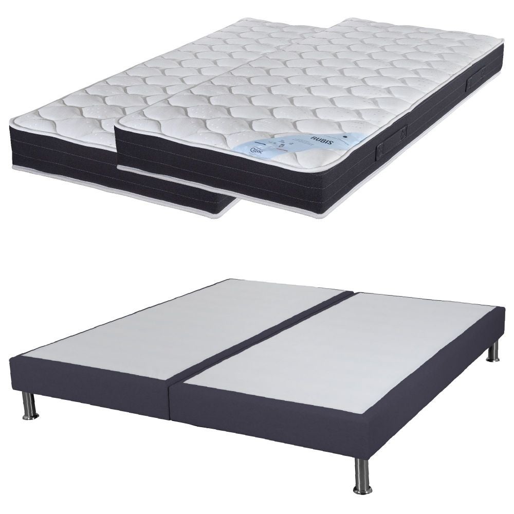 Matelas ressort + Sommier SR15 Volcan 2x80x200 Rubis - H. 21 cm ...