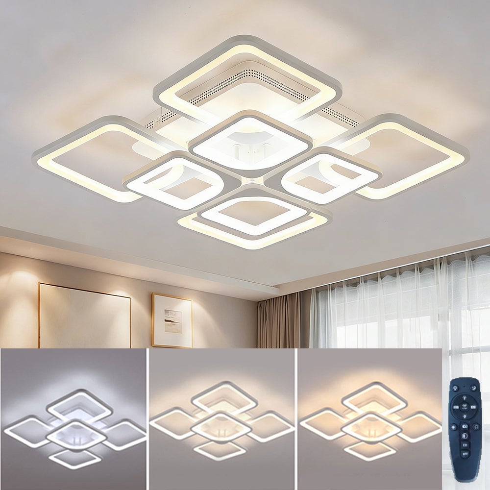MOORLE Lámpara de techo LED cuadrada con control remoto, pantalla ...