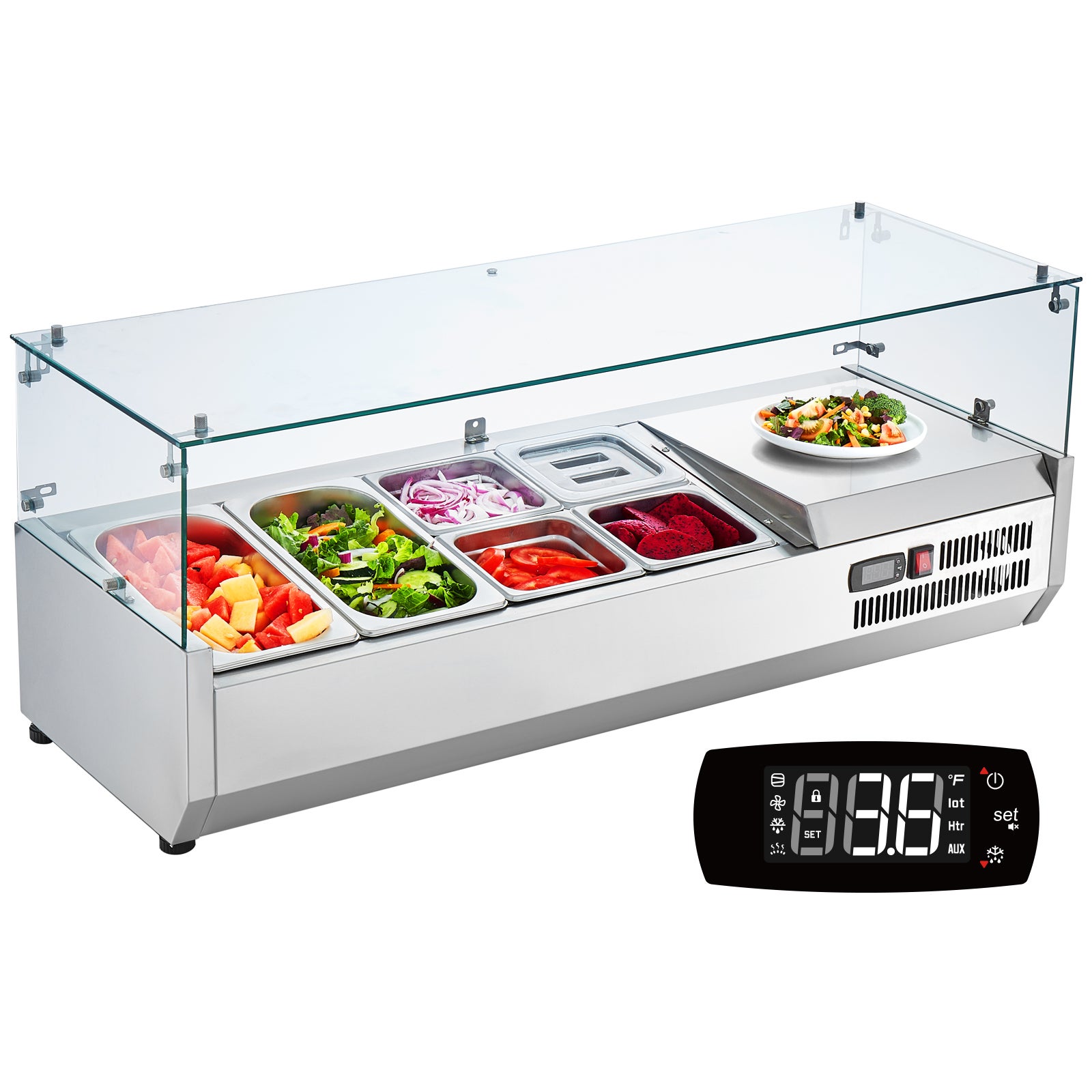 Saladette Réfrigérée à Poser 140W,VEVOR Vitrine Réfrigérée pour ...