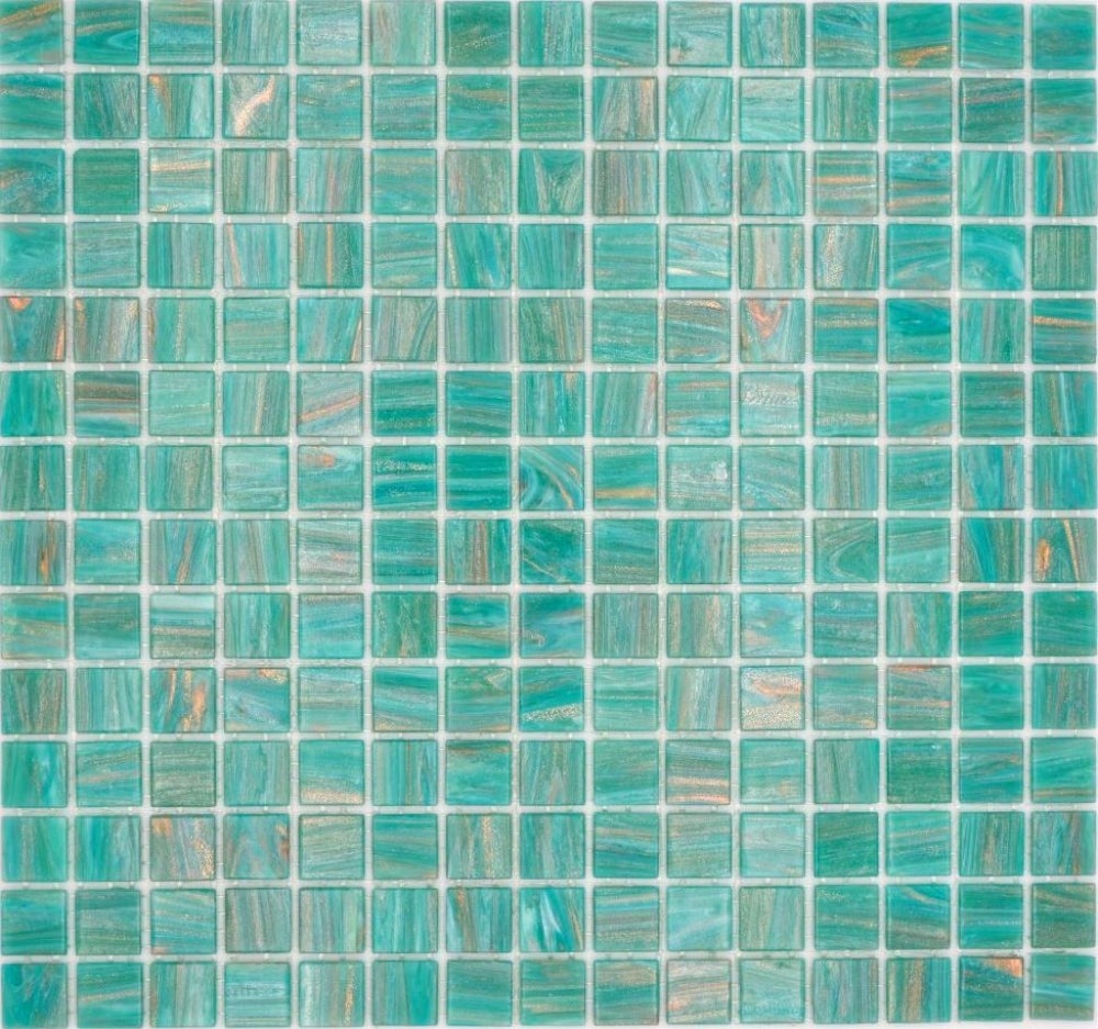 Azulejo de mosaico de vidrio verde cobre iridiscente | Leroy Merlin