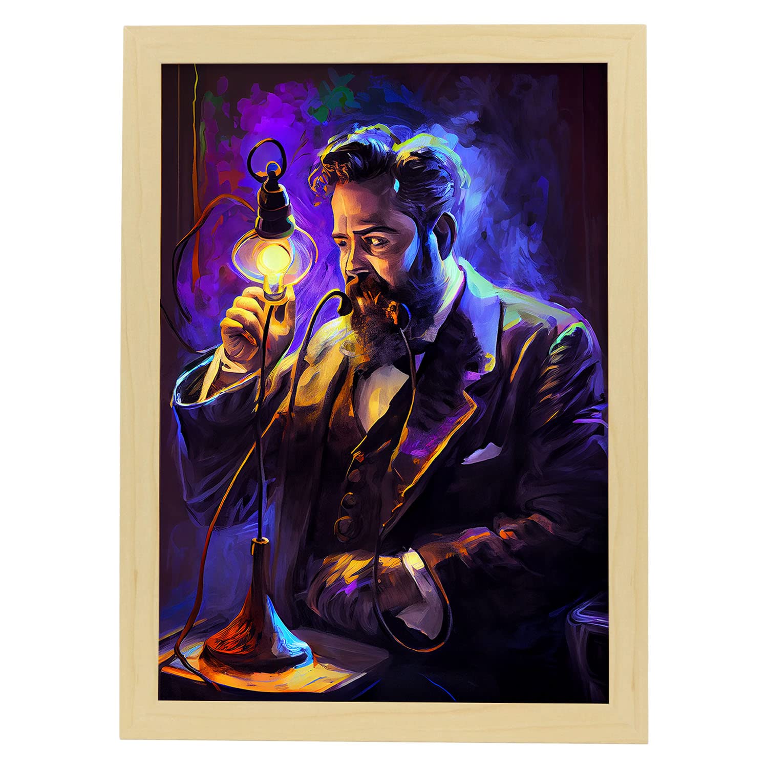 Nacnic Poster De Alexander Graham Bell En Estilo Retrato Ilustraciones ...