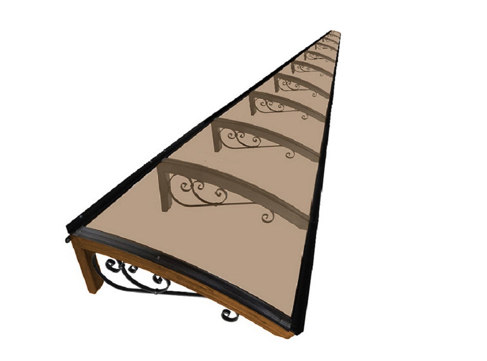 Abri extérieur en bois lamellé, couverture polycarbonate bronzé ...