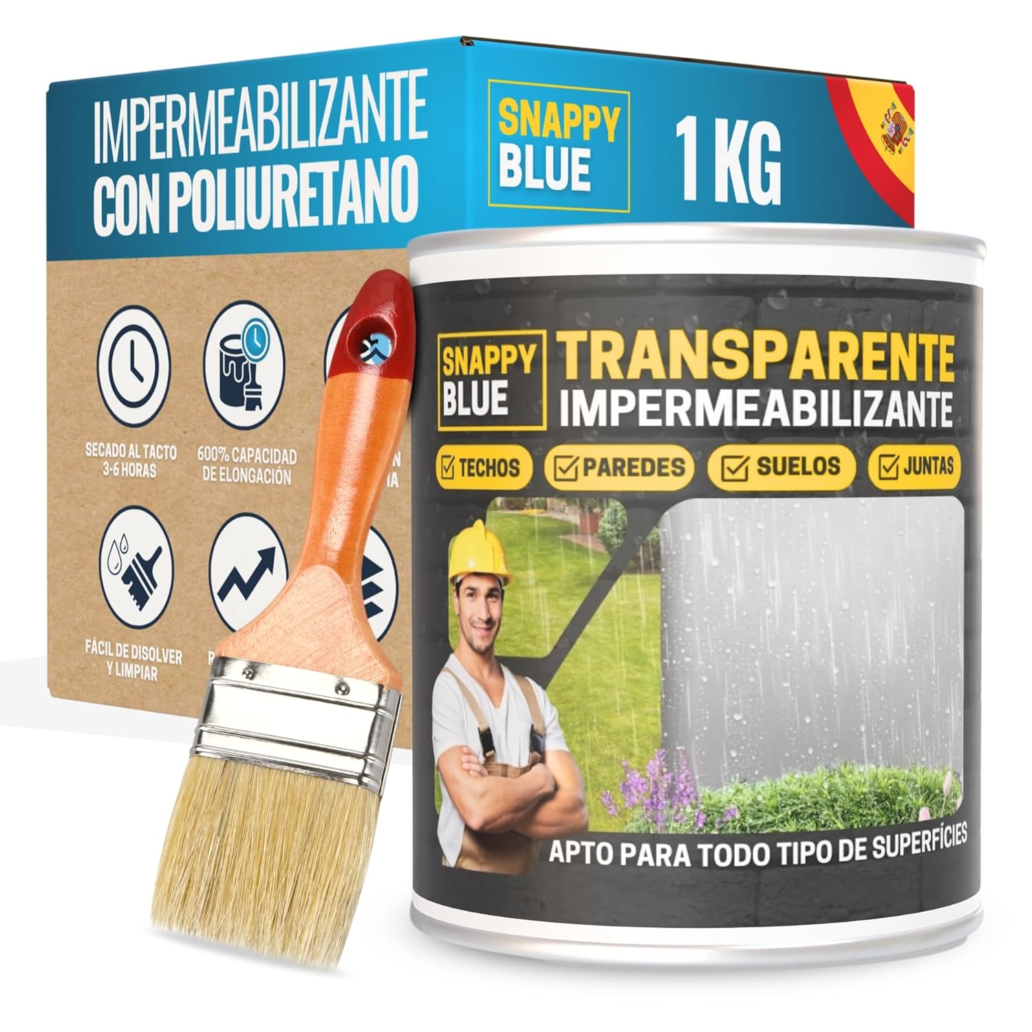 [1L + Brocha] Impermeabilizante transparente con poliuretano. Sella ...