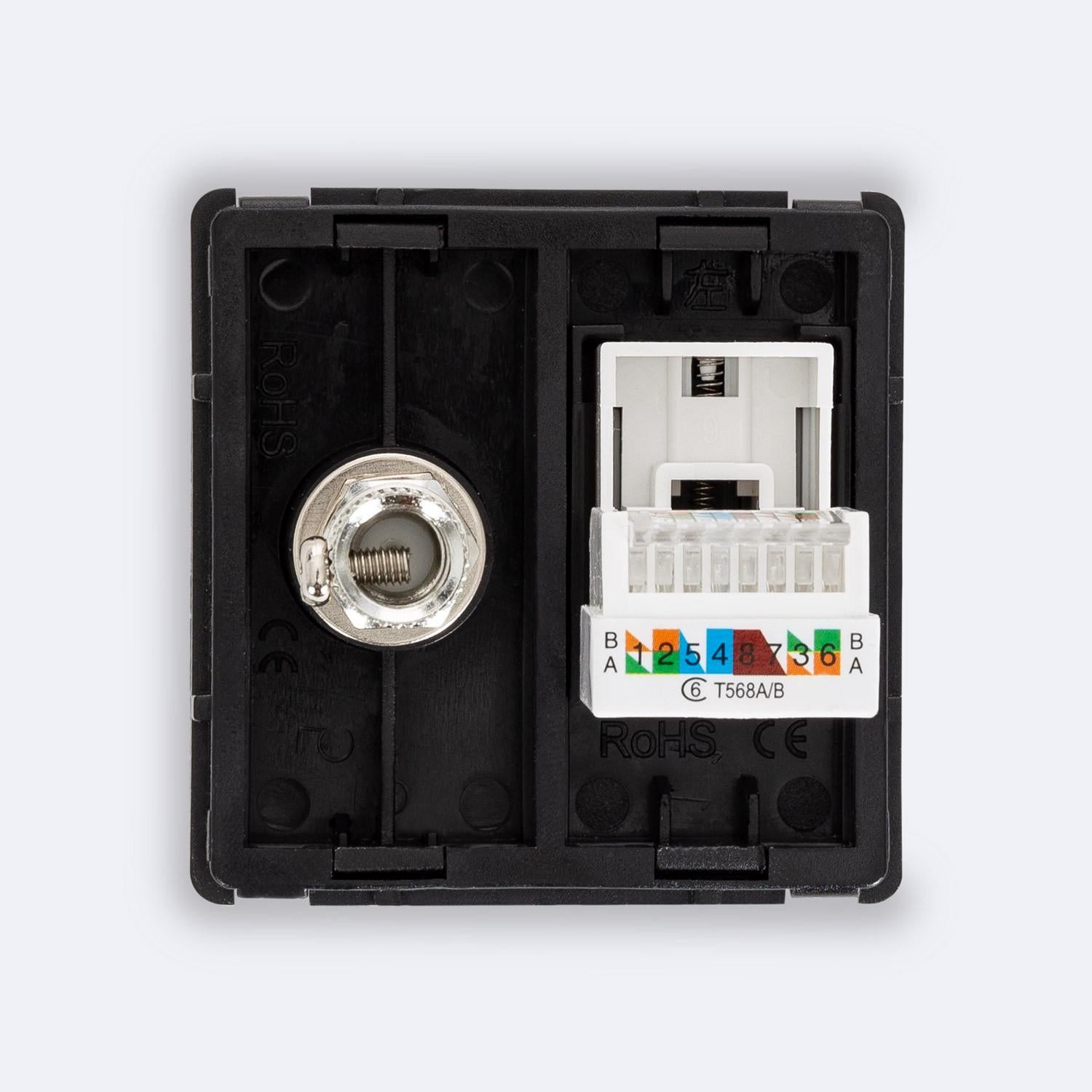 Prise Internet RJ45 CAT 6 + Satellite Modern Noir | Leroy Merlin