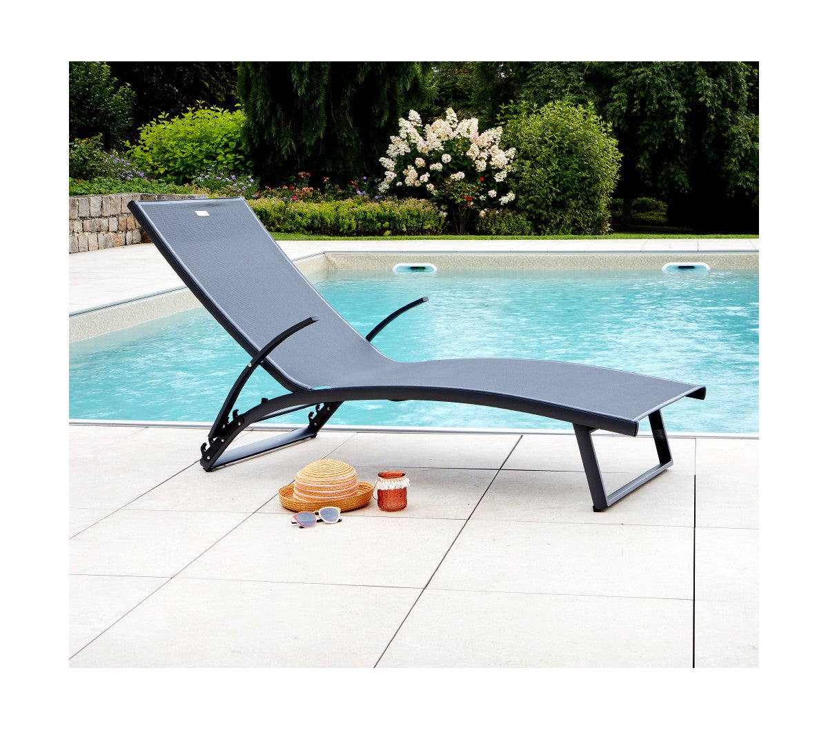 Lot de 2 transats de jardin en aluminium - gris anthracite - POLENCA ...