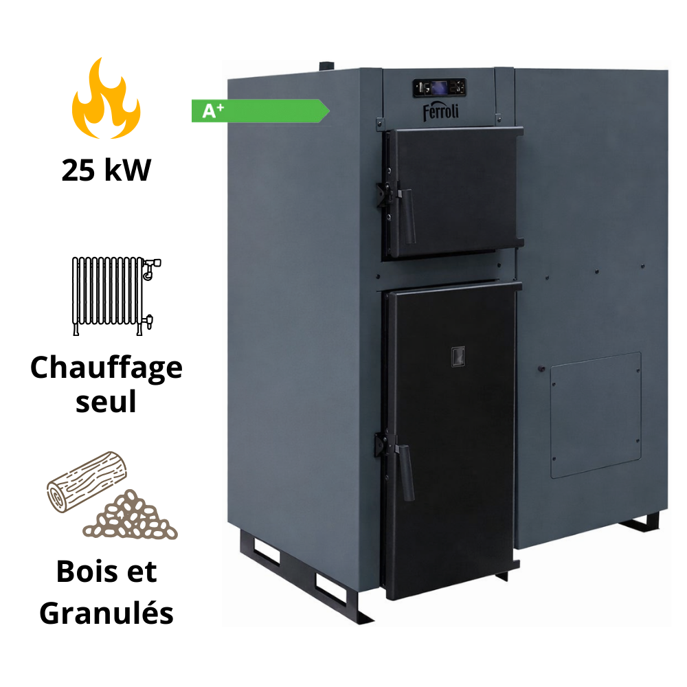Chaudière mixte bois et pellet BioPellet Combi 25 kW Ferroli | Leroy Merlin
